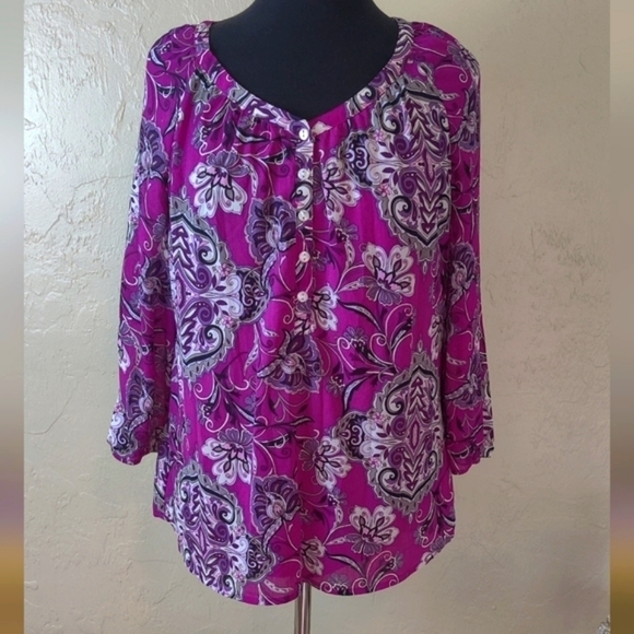 croft & barrow | Tops | Croft Barrow Blouse 34 Cinched Sleeves With ...